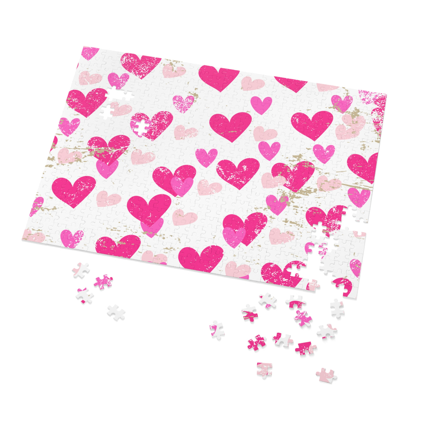 Heart Pattern Jigsaw Puzzle with Tin — Pink Hearts Valentine Puzzle Gi ...