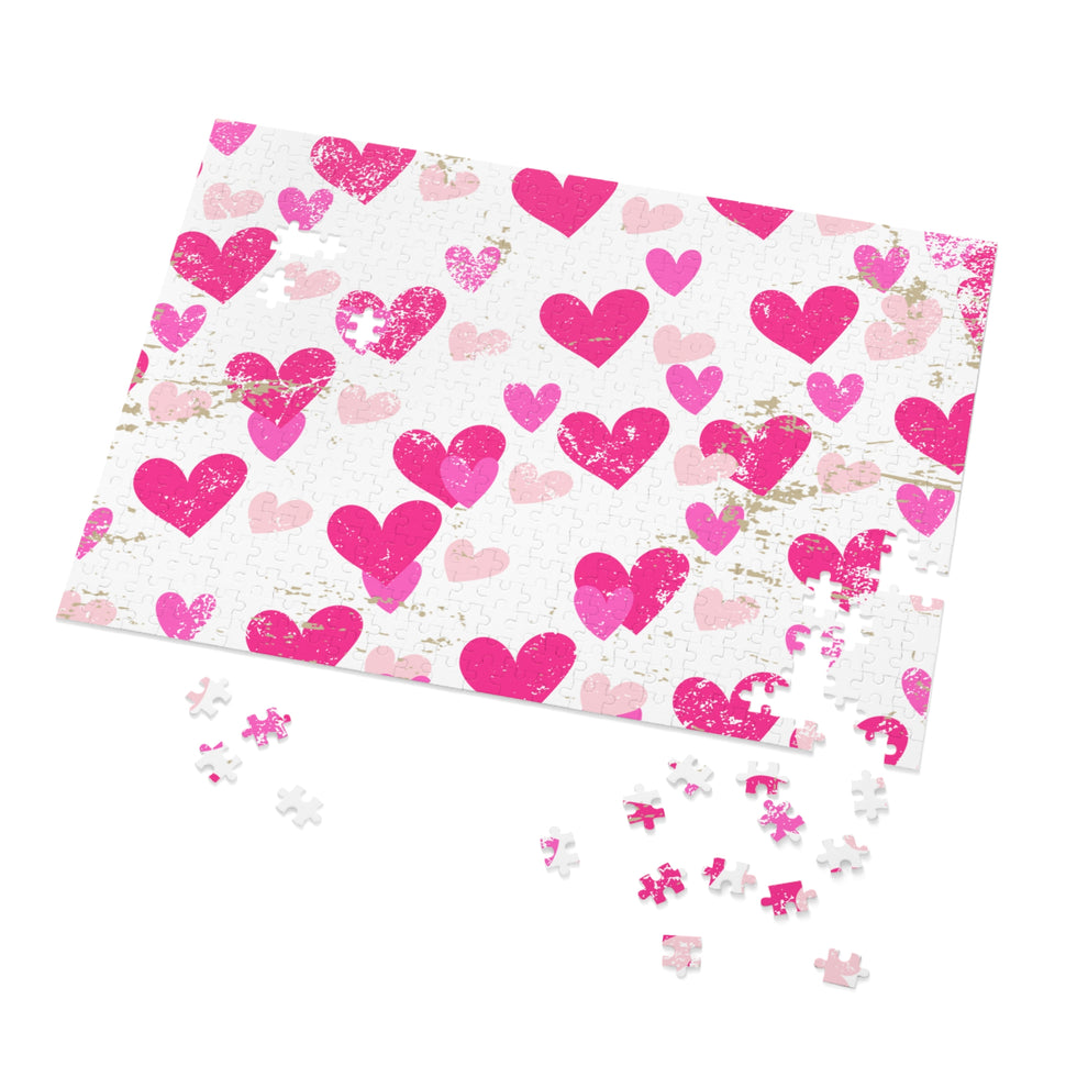 Heart Pattern Jigsaw Puzzle with Tin — Pink Hearts Valentine Puzzle Gi ...
