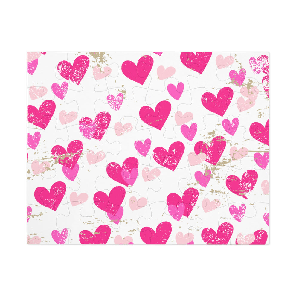 Heart Pattern Jigsaw Puzzle with Tin — Pink Hearts Valentine Puzzle Gi ...